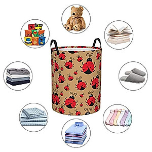 FeHuew Childish Seamless Cute Ladybug Collapsible Laundry Basket with Handle Waterproof Fabric Hamper Laundry Storage Baskets Organizer Large Bins for Dirty Clothes,toys,Bathroom