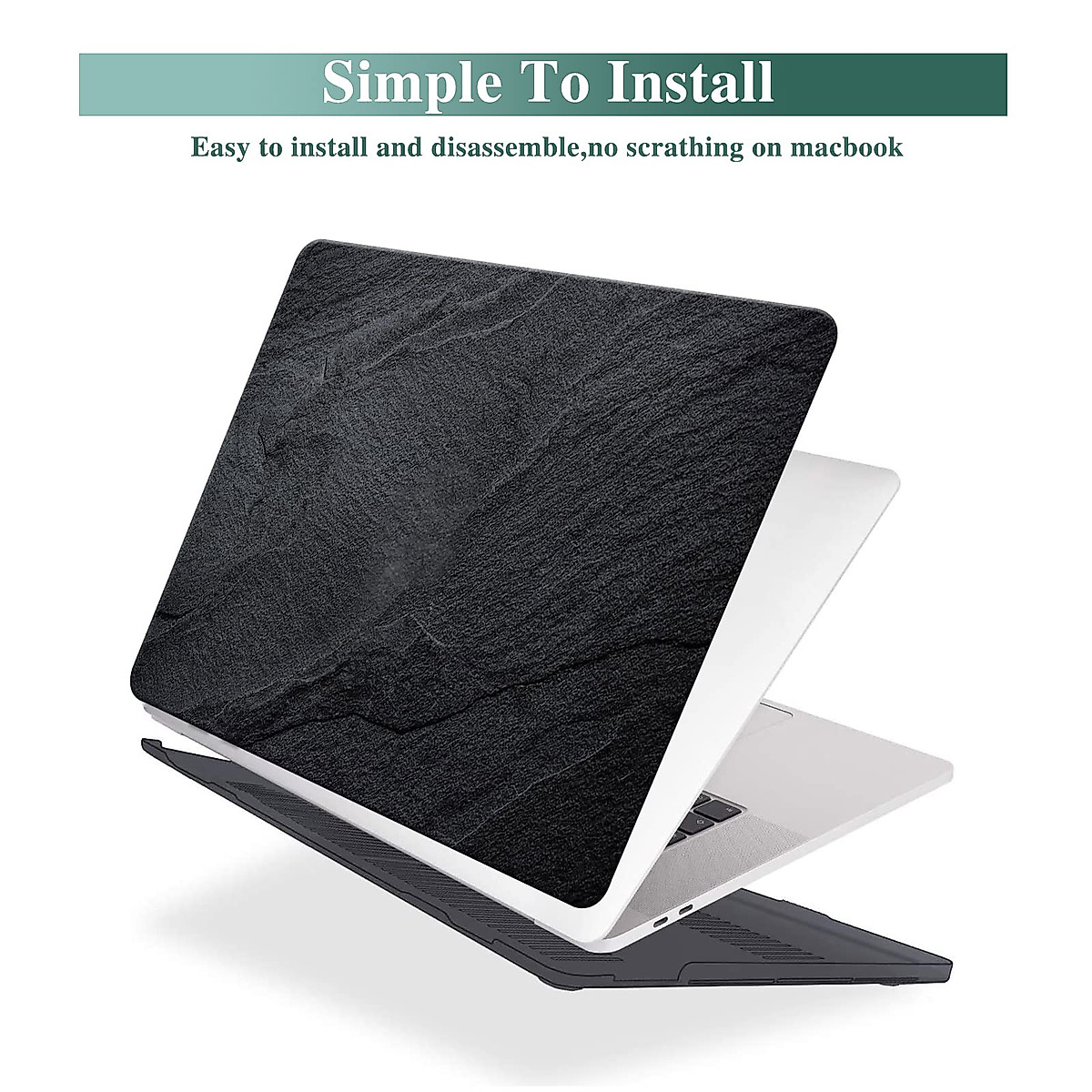 Funut Compatible with MacBook Air 13 inch Case 2021 2020 2019 2018 Release M1 A2337/A2179/A1932, MacBook Air 2020 Case, Plastic Hard Shell Case & Keyboard Cover for Mac Air 13.3 inch, Black Marble