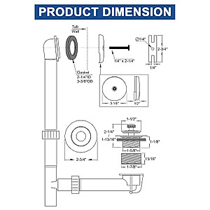 Anpean Brass Bathtub Drain Kit, Lift and Turn Tub Drain Kit with Single Hole Overflow Faceplate, Matte Black