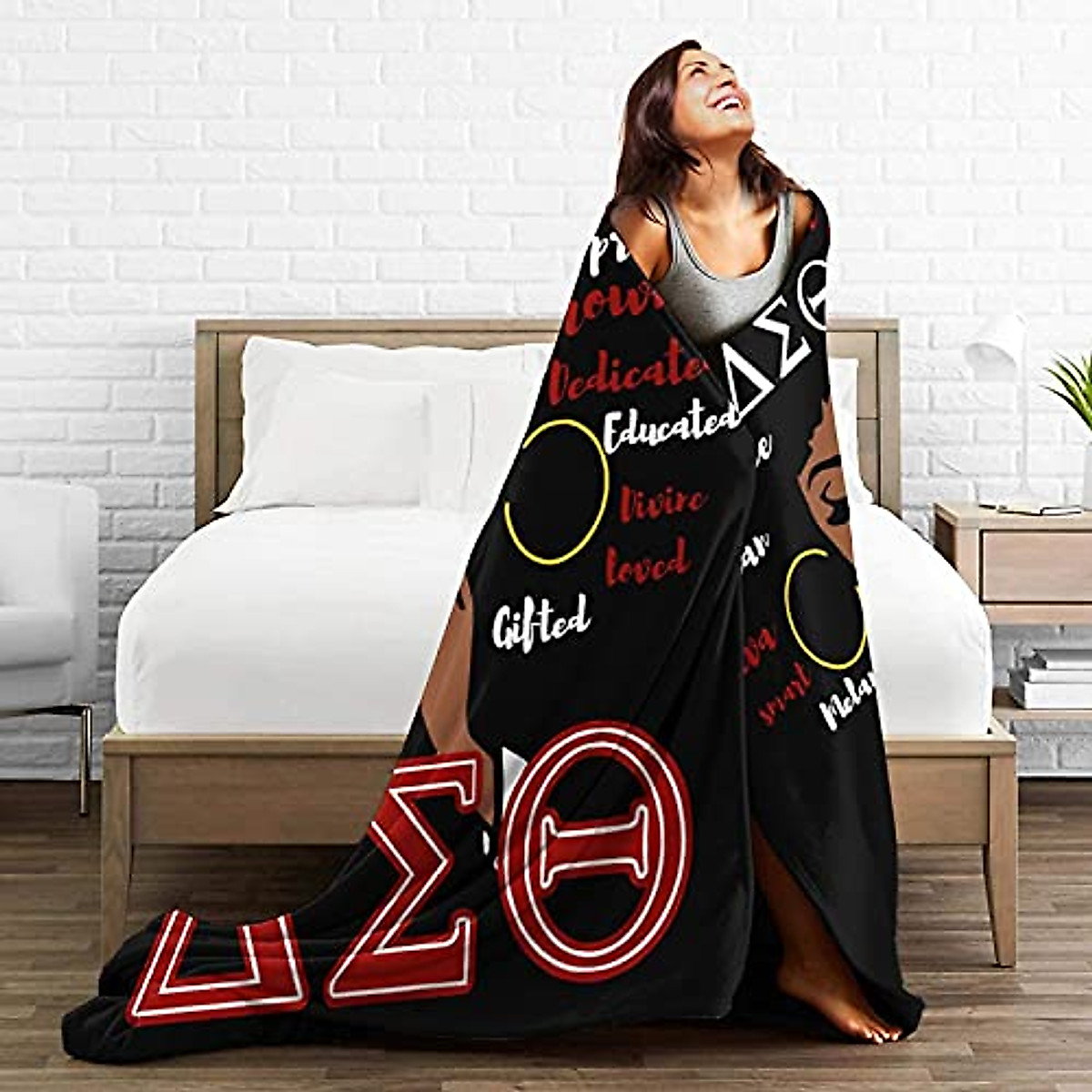 Sorority Gifts Throw Blanket Ultra Soft Fleece Blanket Lightweight Bed Air Conditioner Blanket Quilt Durable Home Decor Blanket Sofa Blanket for All Seasons,50"X40"