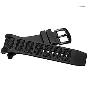 30x16mm Black Concave Lug Rubber Silicone Watch Band Strap Fits for IWC IWC500501 (Black buckle)