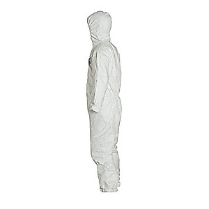Tyvek Disposable Suit by Dupont with Elastic Wrists, Ankles and Hood (3XL) White