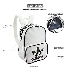 adidas Originals Women's Originals Santiago Mini Backpack, White, One Size