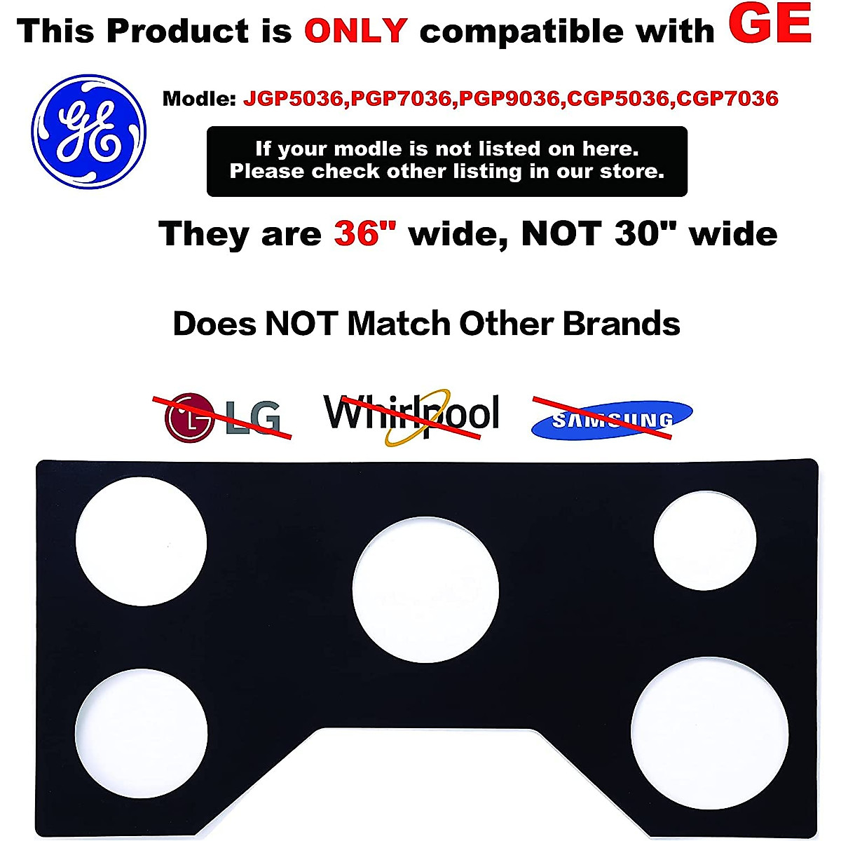 FanXm GE 36 inch Gas Range Protectors - Non Stick Stove Protector for Gas Range - JGP5036,PGP7036,PGP9036,CGP5036,CGP7036