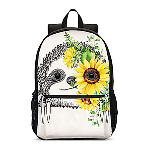 DuJiea Sloth Sunflower Kids Backpack Set 3 Piece Student Back To School Book Bag with Shouder Bag Pencil Case Box for Boys Girls 1-6th Grade
