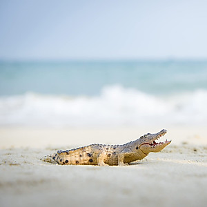 Gemini&Genius Crocodile Action Figures Wildlife World Safari Animals Figures Stocking Stuffers and Collectible Toys The Coolest Cake Toppers for Kids (Brown Crocodile)