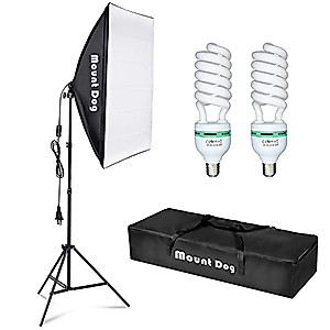 MOUNTDOG Softbox Lighting Kit,20"X28" Photography Continuous Lighting System Photo Studio Equipment with 95W Light Bulb 5500K for Portrait Product Shooting Photography Video Recording