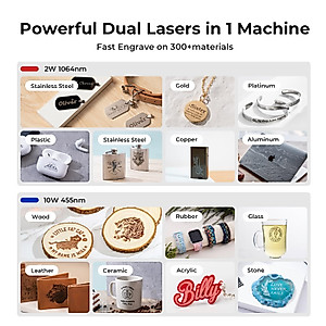 xTool F1 Laser Engraver Air Purifier Set, Fiber Laser Engraving Machine, and Desktop Smoke Air Purifier with 3-layer Filtration, Personalized Gift, Jewelry, Dog Tag, Metal Business Card, Leather Patch