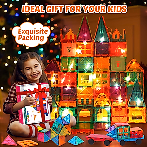 HIPCLUB 116PCS Magnetic Tiles Blocks Magnets for Kids Toys Gifts, 3D Clear Building Block Toys Learning Resource Preschool Educational STEM Toys for 3 4 5 6 7 8 Year Old Boys Girls Kids Toddlers Gifts