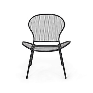 GDFStudio Modern Outdoor Iron Club Chair (Set of 2), Matte Black