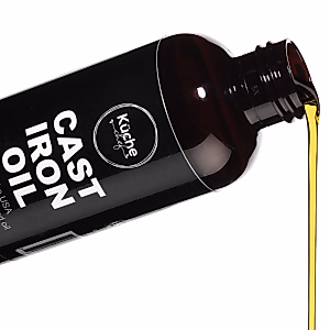 Kuche Chef Organic Cast Iron Oil & Cast Iron Conditioner – Made from Flaxseed Oil grown and pressed in the USA – Creates a Non-Stick Seasoning on All Cast Iron Cookware (240ml)