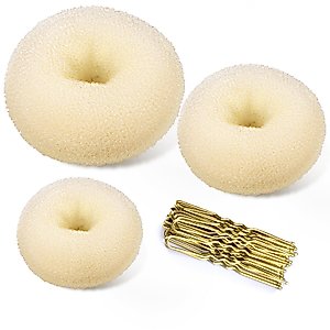 TsMADDTs Donut Bun Maker, 3PCS Hair Bun Maker with 20PCS Bobby Pins Blonde for Ballet Styling