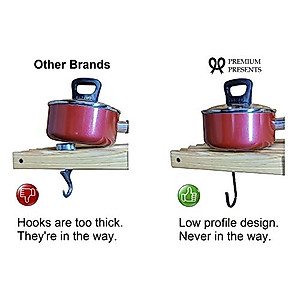 36" wooden wall mounted pot rack with 10 hooks. Wall rack. Pan rack. Hanging pot rack. Wood Pan Pot hanger. Hanging pot holder. Kitchen wall shelf. Kitchen pots pans organizer shelf 36x10 inch chrome