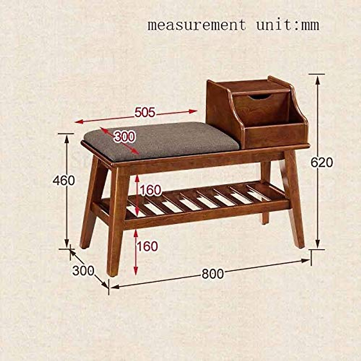ZXZAX Solid Wood Shoe Stool Shoe Cabinet Storage Cabinet Solid Wood Sofa Stool Shoe Rack Fabric Home Door Shoe Stool (Color : D)