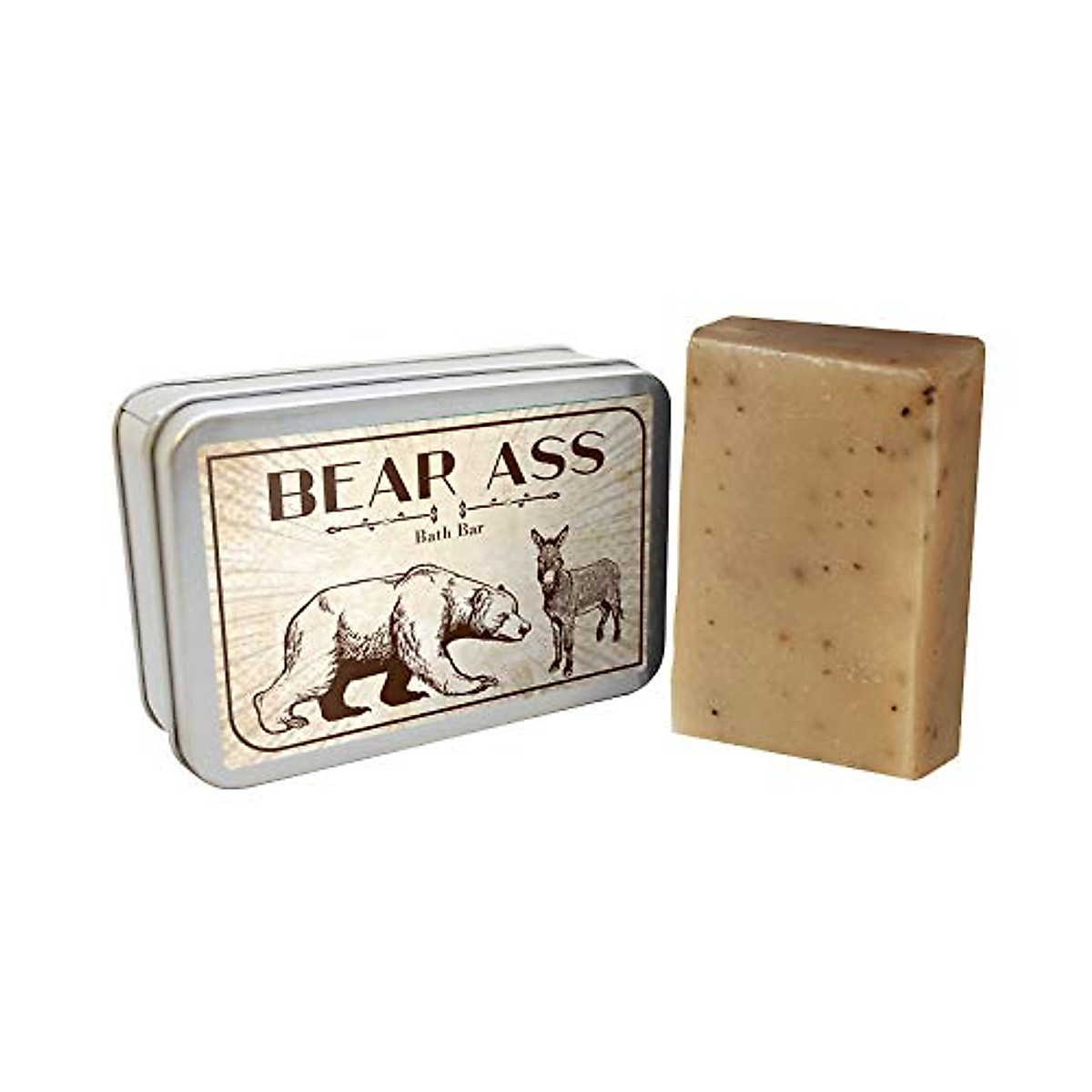 Bear Ass Bath Bar - Funny Vintage Bear and Donkey Design - Novelty Bath Soap for Men - Coffee Soap, Handcrafted, Made in the USA, Contains Real Ground Coffee