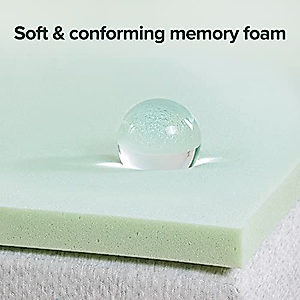 ZINUS 1.5/3/4-inch Green Tea Memory Foam Mattress Topper, Pressure-Relieving Layers, CertiPUR-US Certified, (1.5 in, Queen)