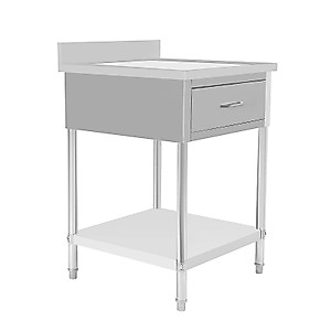 CUBELLIN Commercial Food Prep Workstation 24" X 24" Stainless Steel Kitchen Work Table with Drawer & Backsplash Heavy Duty Worktable Workstation Adjustable Feet Height Workstation