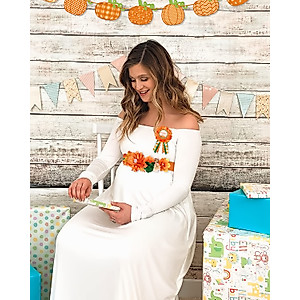 Pumpkin Maternity Sash Mom to Be & Daddy to Be Baby Shower Corsage Set Fall Pumpkin Sash and Pins for Baby Shower Gender Reveal Keepsake Photography Pregnancy Flower Belly Belt Souvenir Supplies