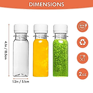 Norcalway 2 Oz Small Plastic Bottles for Liquids - Ginger Shot with Caps, Wellness Juice Freezer Safe, Leak Proof, Food Grade 10 Pack