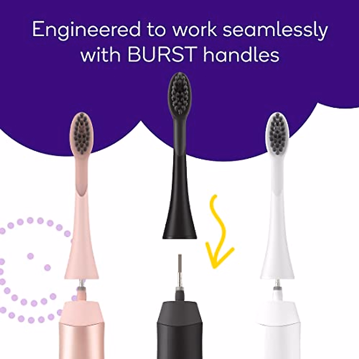 BURST Toothbrush Heads - Genuine BURST Electric Toothbrush Replacement Heads for BURST Sonic Toothbrush – Ultra Soft Bristles for Deep Clean, Stain & Plaque Removal - 3-Pack, Rose Gold