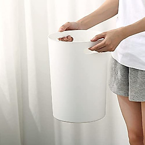 Lyellfe 6 Pack Small Trash Can, 1.5 Gallon Round Plastic Wastebasket with Handles, White Garbage Container Recycling Bins for Compact Space Bathroom, Office, Bedroom, Kitchen