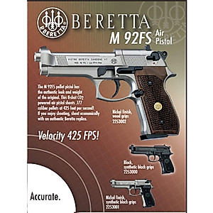 Beretta M 92 FS All Metal .177 Caliber Pellet Gun Air Pistol, Black, One Size