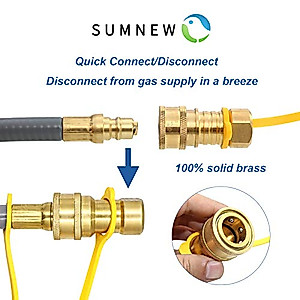 12 Feet 1/2-Inch Natural Gas Hose with Quick Connect Fitting for BBQ, Grill, Pizza Oven, Patio Heater and More NG Appliance, Propane to Natural Gas Conversion Kit - CSA Certified