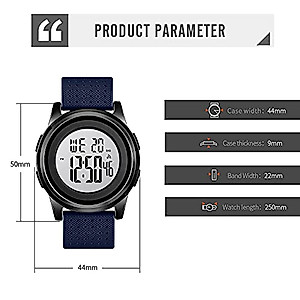 YUINK Mens Digital Watch Ultra-Thin Sports Waterproof Simple Watch Stainless Steel Wrist Watch for Men Women