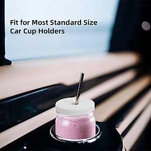 OAMCEG 8 Pack 16OZ Glass Juice Bottles with Straw Lids - Smoothie Cups with Lids and Straws, Reusable Juice Bottles for Juicing, Glass Drinking Mason Jars Travel Bottles Cup (Perforated Cover)