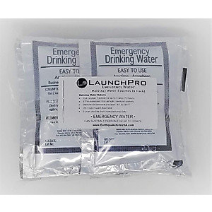 LaunchPro Emergency Water Pack 3 Day Survival Rations (6 x 4.2 oz Pouches) USCG Approved 5 -Year Shelf Life
