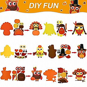 Autumn Thanksgiving Owl Craft Kit for Kids DIY Fall Turkey Day Paper Craft Kits Assorted Owl Shapes Gift with Pumpkins Favors Thanksgiving Day Project Home Classroom Game Activities(36 Sets)