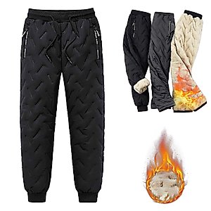 Dododz - Dododz Unisex Fleece Trousers,Unisex Fleece Jogging Bottoms,Men Winter Warm Waterproof Lightweight Sweatpants (Black-Jogging,XXL)