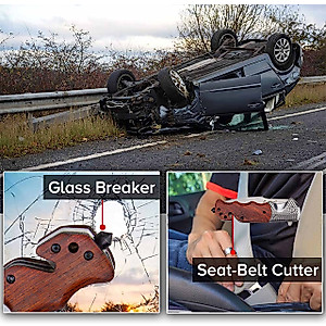 Carimee Multi-function Pocket Knife, 3-in-1 Tactical Knife With Glass Breaker and Seatbelt Cutter, Folding Knife, 2023 Gift for man and women