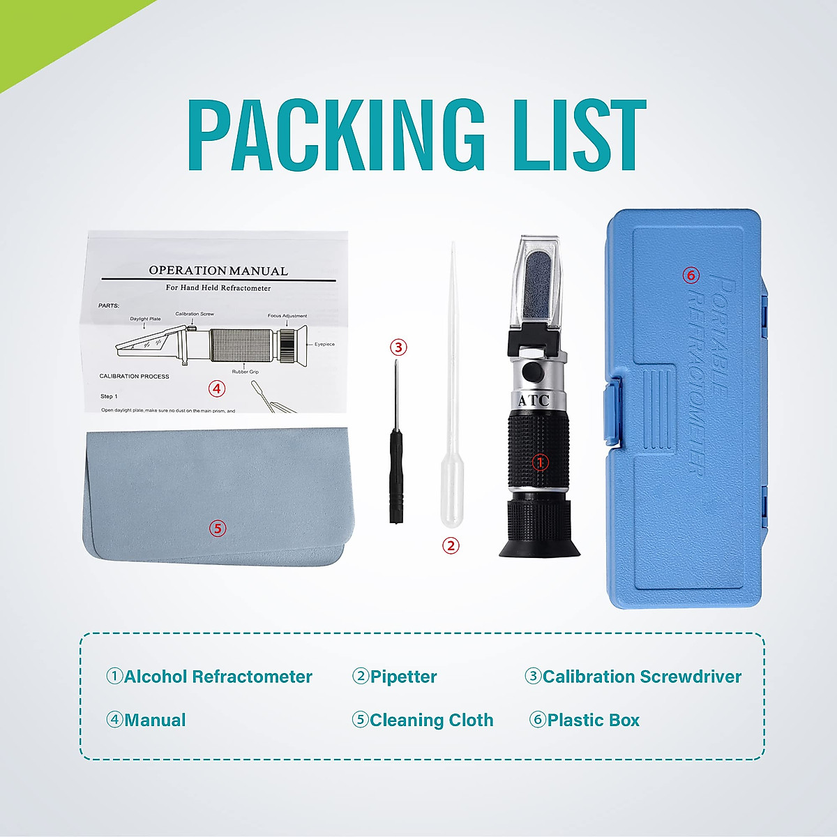 LACHOI ATC Beer Brix Alcohol Refractometer for Beer Brewing Homebrew Dual Scale Specific Gravity 1.000-1.130 & Brix 0-32% for Beer Brewing Tester