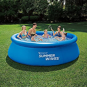 Summer Waves P1001236A Quick Set 12ft x 3ft Outdoor Inflatable Ring Above Ground Outdoor Swimming Pool with GFCI RX300 Filter Pump System, Blue