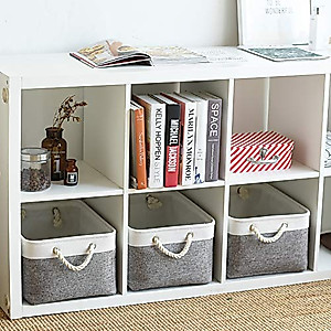 Sacyic Storage Basket 16x12x8 inch Fabric Sturdy Canvas Storage Bins Organizer with Handles for Clothes and Toy Storage Foldable Storage Boxes Cubes