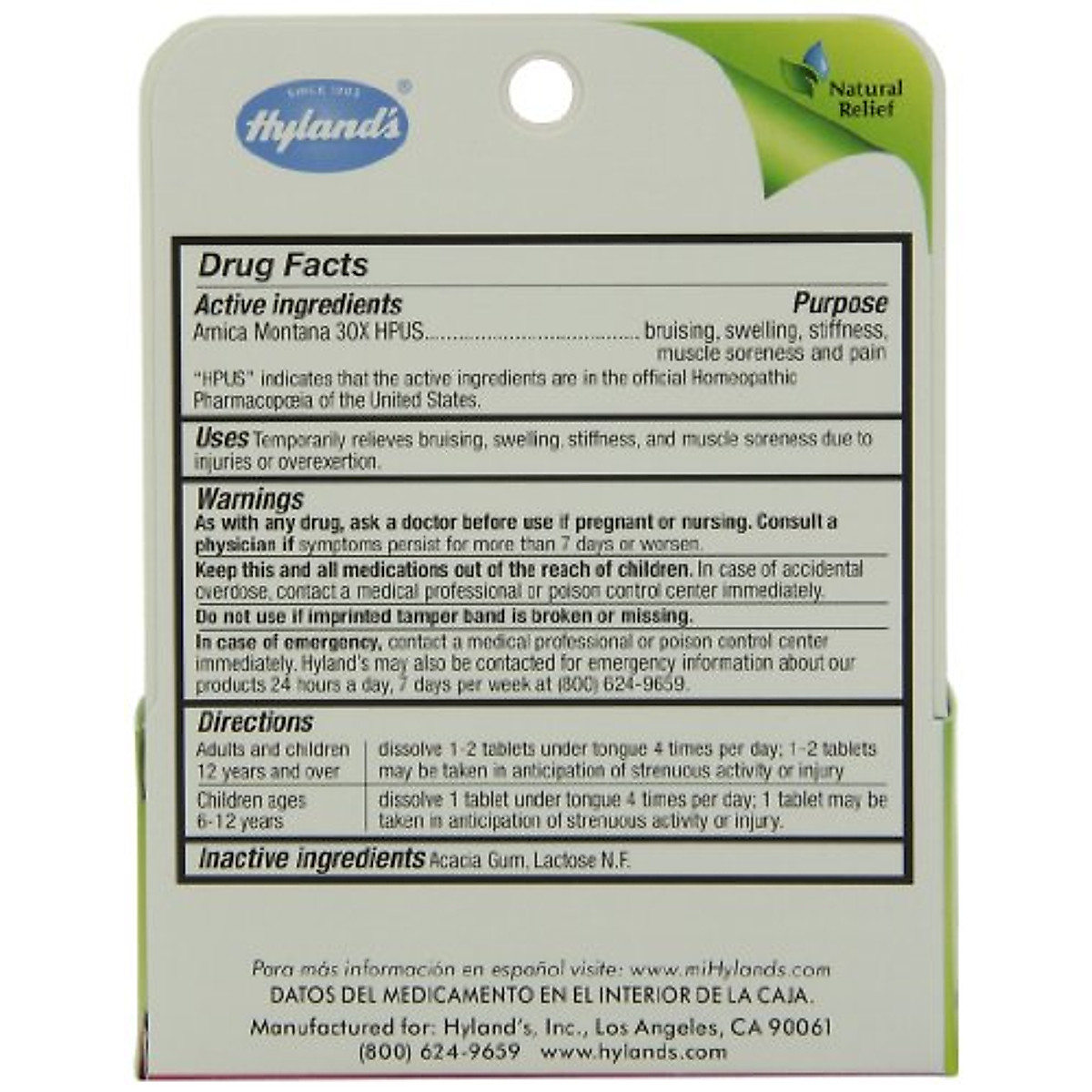 Hyland's Arnica Tablets 30X, Natural Homeopathic Bruising and Pain Relief, 50 Count (Pack of 6)