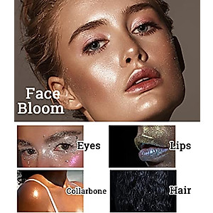 3 Colors Body Glitter, Polvo De Hadas Fairy Powder Highlight Patting Powder Highlighter Stick Highlighter Body Brightens Glitter High Gloss Fairy Glitter Sparkle Powder with Makeup Sponges