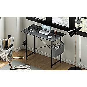 Pamray 32 Inch Computer Desk for Small Spaces with Storage Bag, Home Office Work Desk with Headphone Hook, Small Office Desk Study Writing Table