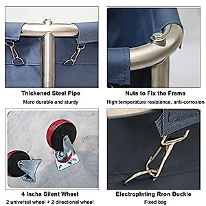 Commercial Laundry Cart,Stainless Steel Industrial Rolling Laundry Cart Storage Trolley Hamper for Hotel/Home/Hospital,80kg/176 LBS Load,10 Bushel