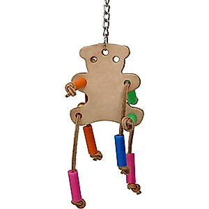 Bonka Bird Toys 988 Teddy Bear Leather Bird Toy Parrot Cage Toys Cages Budgie Cockatiel Conure
