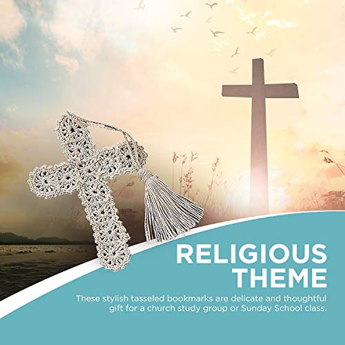 Crocheted Cross Bookmarks (Set of 12) Religious Church Gifts and Bible Study Supplies