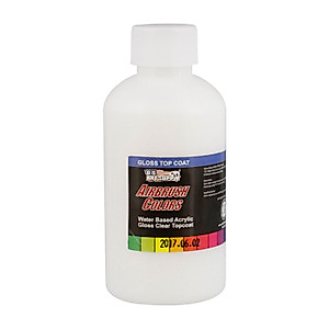US Art Supply Clear Gloss Topcoat Acrylic Airbrush Paint, 8 oz. also excellent as a Gloss Pouring Medium blender