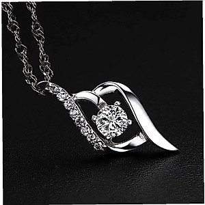 U-M Ladies Necklace Silver Diamond Women Necklace 925 Sterling Silver Statement Crystal Pendant C for Women Fashion Jewelry Accessories Useful
