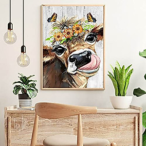 Highland Cow Diamond Art Painting Kits for Adults - Full Drill Diamond Dots Paintings for Beginners, Round 5D Paint with Diamonds Pictures Gem Art Painting Kits DIY Adult Crafts Kits 12x16inch