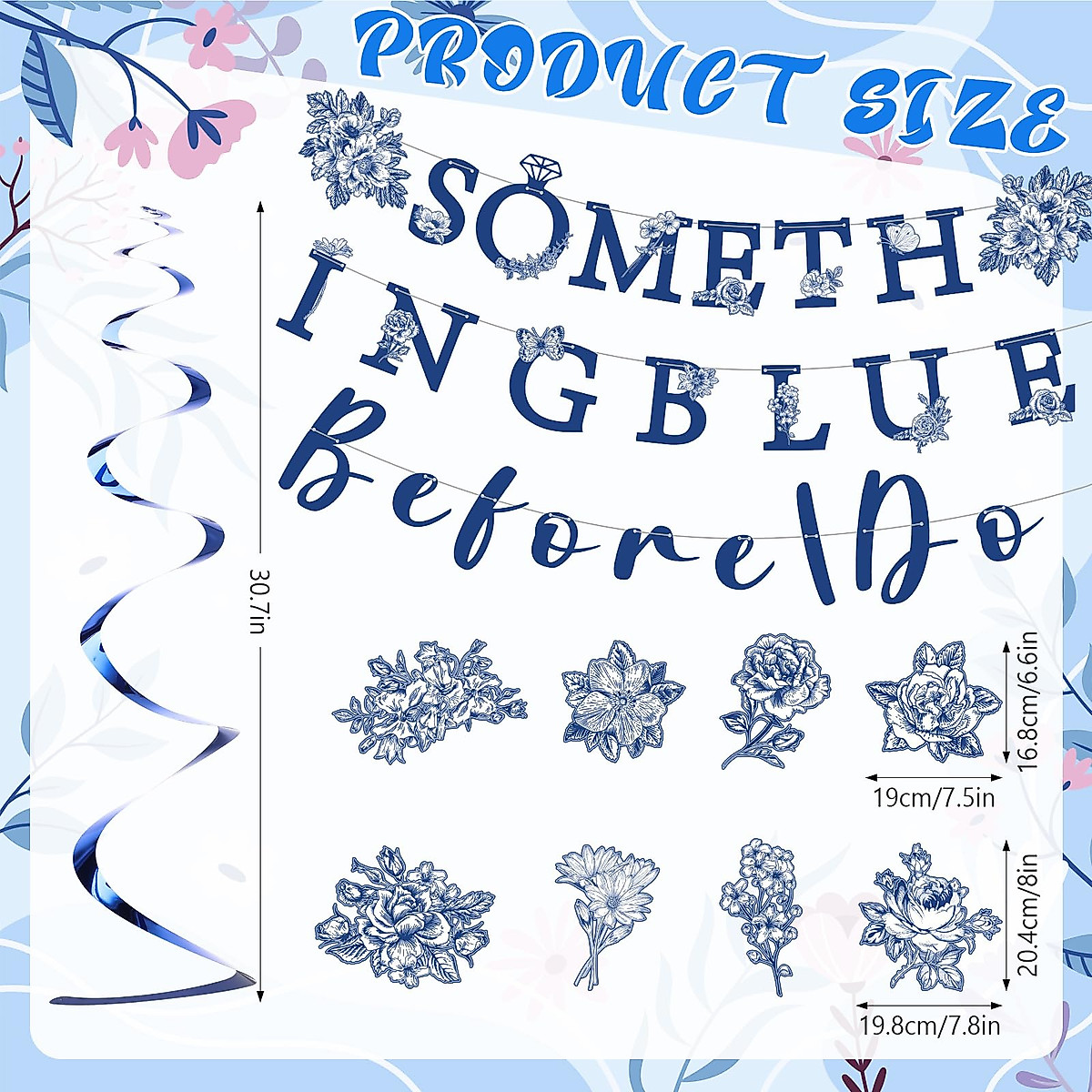 Tegeme Something Blue Before I Do Banner Blue Bridal Shower Decorations Hanging Blue Flower Party Favors for Bridal Shower Bachelorette Engagement Wedding Party