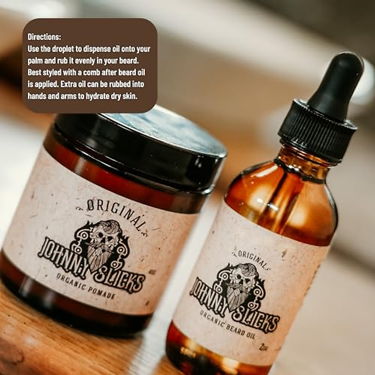 Johnny Slicks Organic Beard Oil | Moisturize, Soften, Promote Hair Growth, Reduce Itch (US Made, Veteran Owned Handcrafted with Clean Ingredients), Rugged
