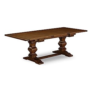 East West Furniture Dinner LAT-08-TP Kitchen Table Round Tabletop and 92 x 42 x 30-Antique Walnut Finish