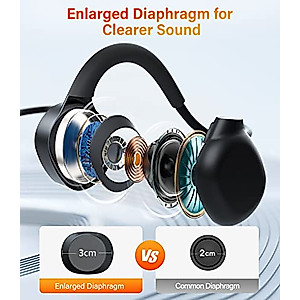 PTYOO Bone Conduction Headphones, Open-Ear Bluetooth 5.3 Headphones with Microphone, Sweat Resistant Sports Earbuds Wireless Earphone for Running Workout Cycling