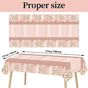Excelloon 3 Pack 60th Birthday Tablecloth Decorations for Women, Pink Rose Gold Happy 60 Birthday Table Cover Party Supplies, Sixty Year Old Birthday Plastic Disposable Rectangular Table Cloth Decor
